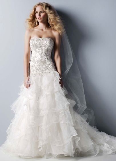 Organza Ball Gown With Beaded Lace Bodice Davids Bridal