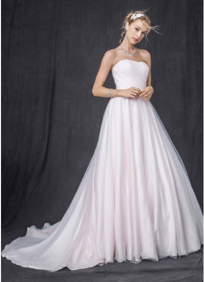 Strapless Ruched Bodice Tulle Wedding Dress Davids Bridal