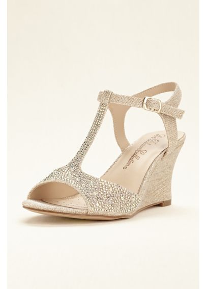 Glitter T Strap Wedge Sandal Davids Bridal