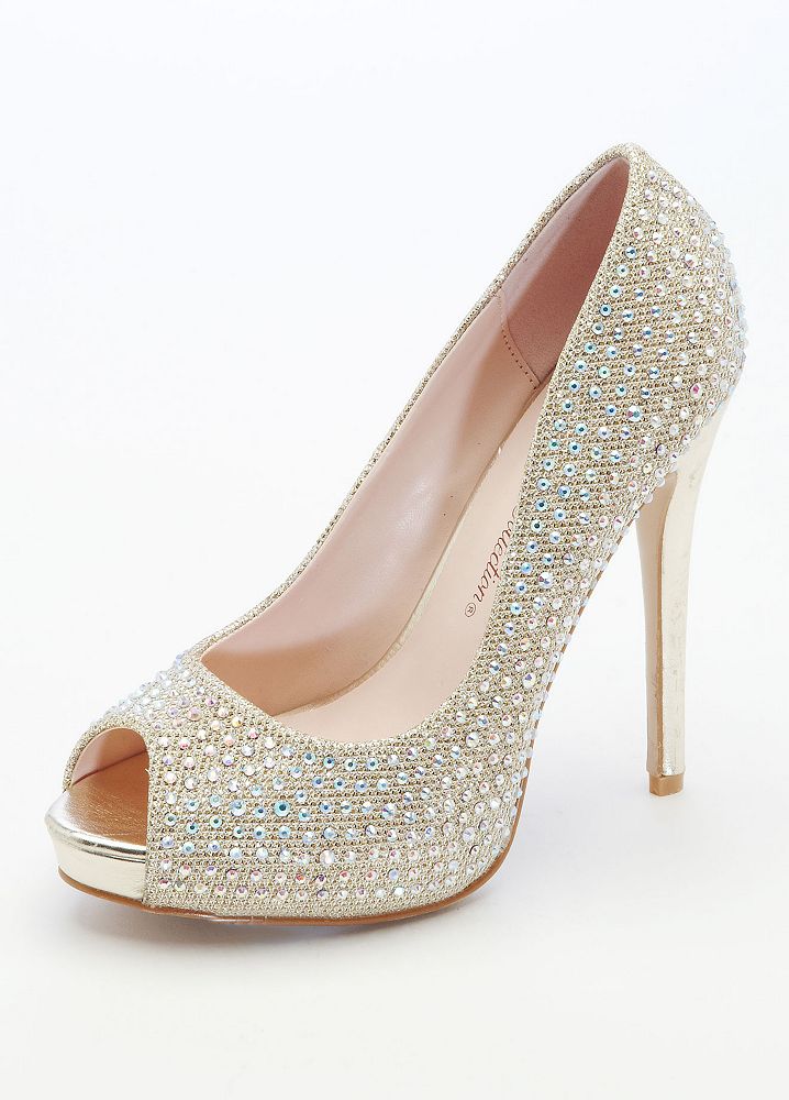 Davids Bridal Wedding And Bridesmaid Shoes Glitter Peep Toe Platforms