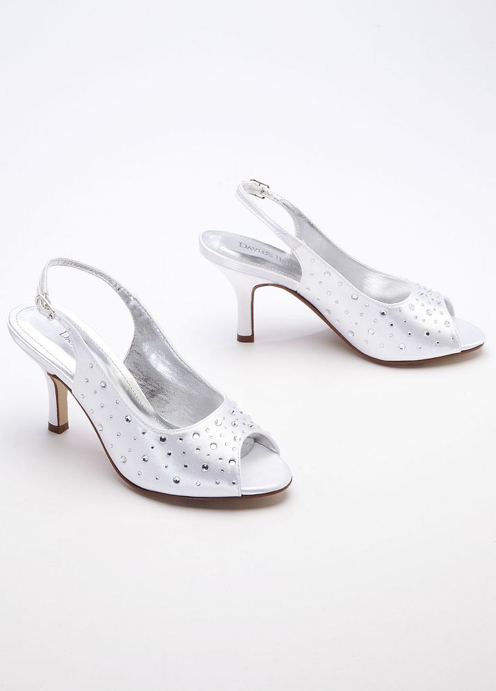 Davids Bridal Wedding And Bridesmaid Shoes Dyeable Slingback Peep Toe With Crysta Ebay