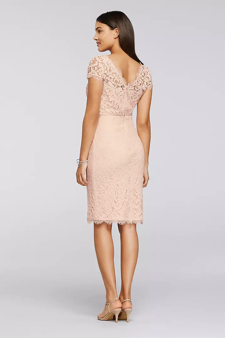 Two-Piece Lace Dress with Short Sleeves | David's Bridal Two-Piece Lace Dress with Short Sleeves | David's Bridal