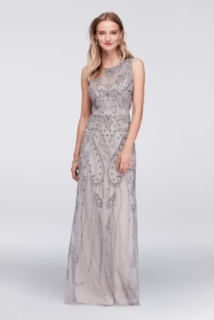 Long Mesh Tank Dress with Allover Beading | David's Bridal