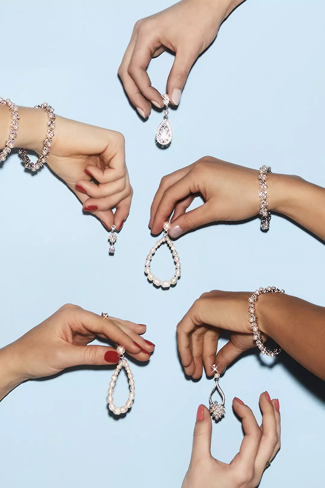 Pearl and Cubic Zirconia Crystal Leaves Bracelet | David's Pearl and Cubic Zirconia Crystal Leaves Bracelet | David's
