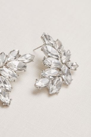 Curved Crystal Statement Stud Earrings | David's Bridal