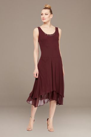 Beaded Chiffon Tiered Dress with Matching Jacket | David's Bridal