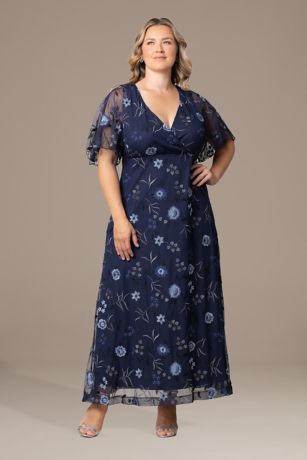 Embroidered Elegance Plus Size Floral Evening Gown | David's Bridal