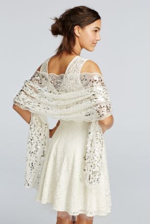 Scalloped Sequin Wrap | David's Bridal