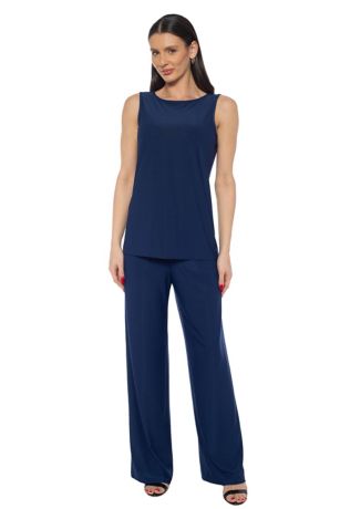 Jersey Pantsuit with Sheer Floral Print Jacket