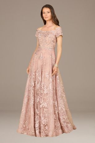 Lara Off-the-Shoulder Embroidered Ball Gown Dress | David's Bridal