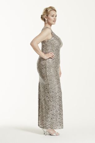 Sleeveless Sequin Dress with Chiffon Caplet | David's Bridal