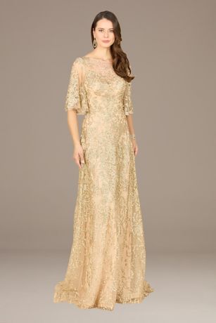 Lara Embroidered Cape Sleeve Dress | David's Bridal