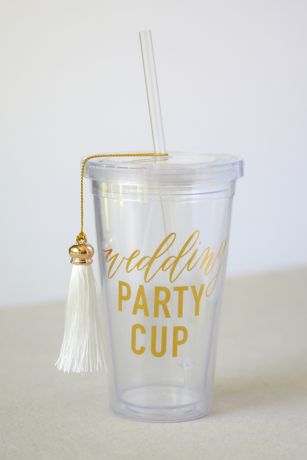 Wedding Party Cup with Straw and Lid | David's Bridal