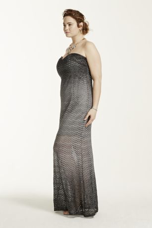 Strapless Chevron Ombre Glitter Dress | David's Bridal
