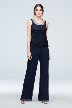 Waterfall Chiffon and Glitter Lace Three-Piece Set | David's Bridal