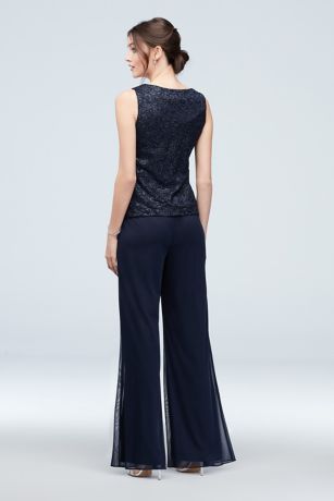 Waterfall Chiffon and Glitter Lace Three-Piece Set | David's Bridal