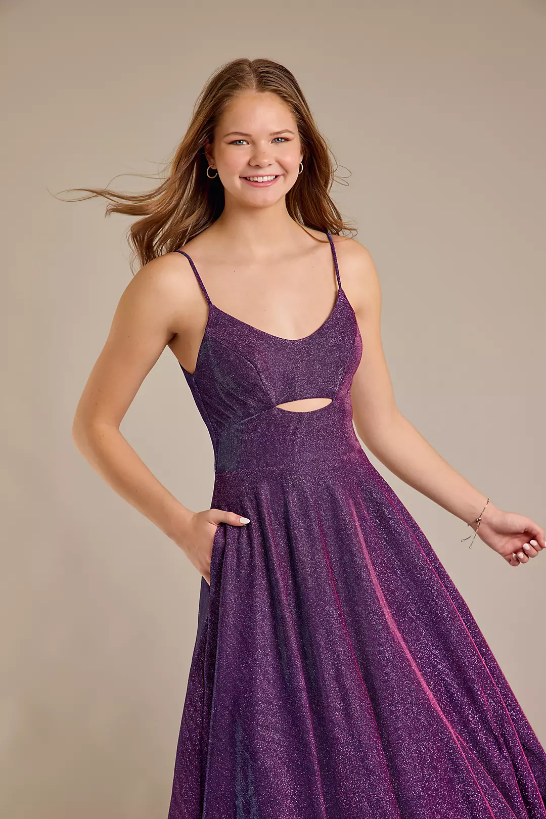 Glitter Ball Gown with Bodice Cutout | David's Bridal Glitter Ball Gown with Bodice Cutout | David's Bridal