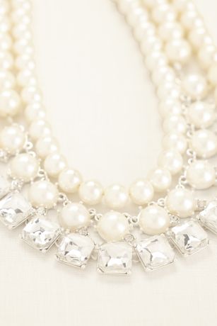 Mixed Media Three Row Necklace | David's Bridal