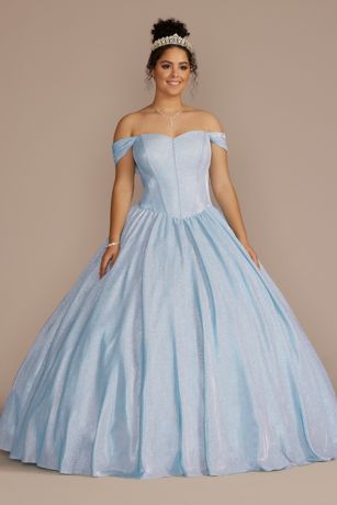 Glitter Knit Corset Quince Ball Gown | David's Bridal