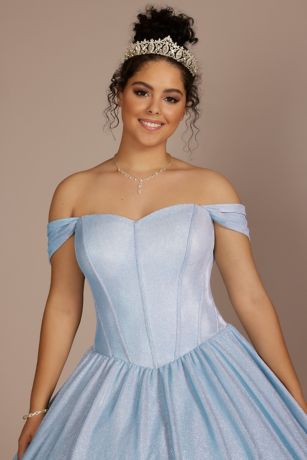 Glitter Knit Corset Quince Ball Gown | David's Bridal
