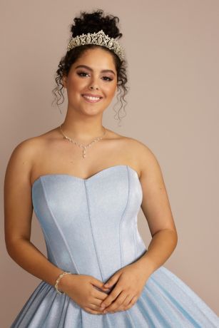 Glitter Knit Corset Quince Ball Gown | David's Bridal