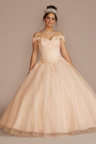 3-Piece Floral Glitter Corset Quince Ball Gown | David's Bridal