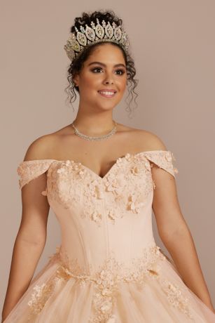 3-Piece Floral Glitter Corset Quince Ball Gown | David's Bridal