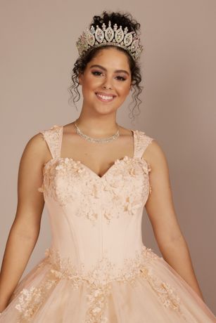 3-Piece Floral Glitter Corset Quince Ball Gown | David's Bridal