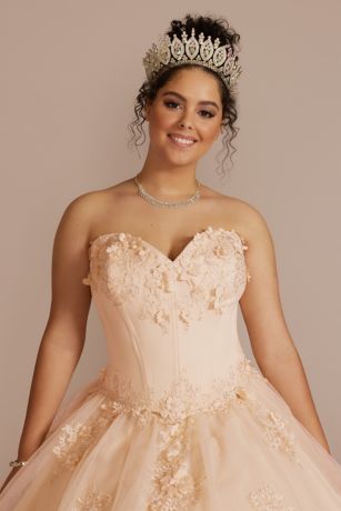 3-Piece Floral Glitter Corset Quince Ball Gown | David's Bridal