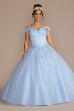 3-Piece Floral Glitter Corset Quince Ball Gown | David's Bridal