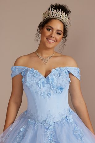 3-Piece Floral Glitter Corset Quince Ball Gown | David's Bridal