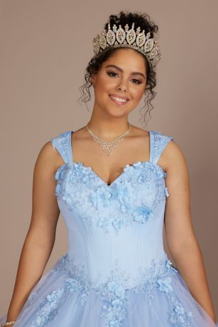 3-Piece Floral Glitter Corset Quince Ball Gown | David's Bridal