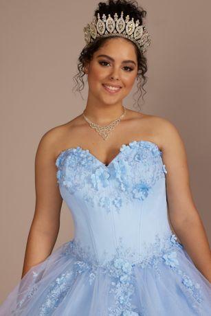 3-Piece Floral Glitter Corset Quince Ball Gown | David's Bridal