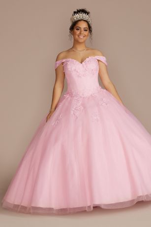 3-Piece Floral Glitter Corset Quince Ball Gown | David's Bridal