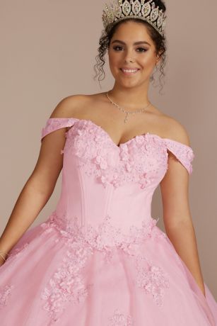 3-Piece Floral Glitter Corset Quince Ball Gown | David's Bridal