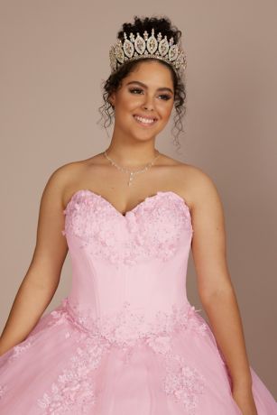 3-Piece Floral Glitter Corset Quince Ball Gown | David's Bridal
