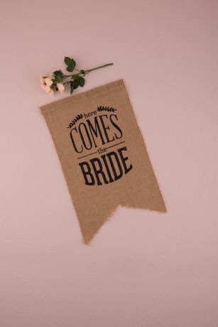 Burlap Print Here Comes The Bride Ceremony Sign | David's Bridal