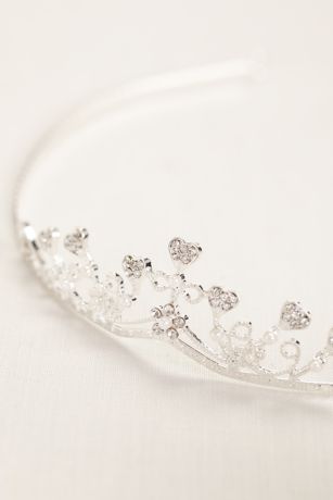 Rhinestone Heart Tiara with Pearls | David's Bridal