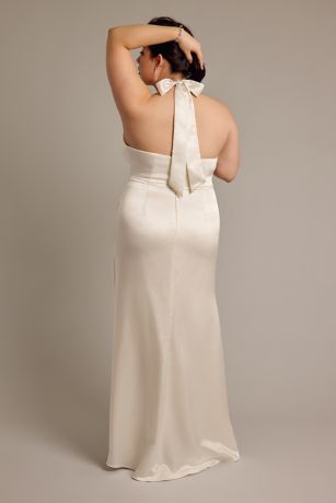 Luxe Charmeuse Keyhole Halter Sheath Wedding Dress | David's Bridal