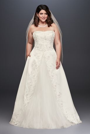 Embroidered Satin Split Ball Gown Wedding Dress | David's Bridal
