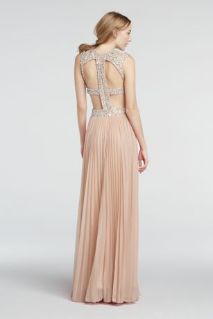 Cap Sleeve Chiffon Prom Dress with Beaded Cutouts | David's Bridal