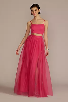 Cutout Crop Top and Tulle Skirt Set | David's Bridal Cutout Crop Top and Tulle Skirt Set | David's Bridal