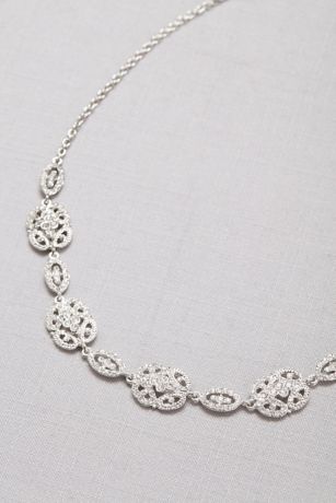 Pave Crystal Filigree Medallion Necklace | David's Bridal