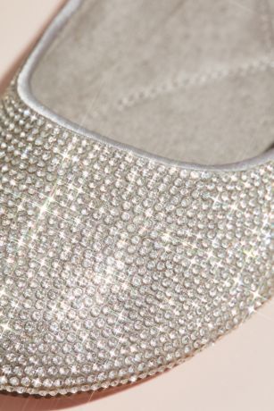 Allover Crystal Ballet Flats with Satin Piping | David's Bridal