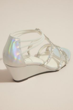Crystal-Embellished Strappy Wedges | David's Bridal