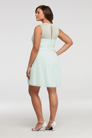 Sleeveless Illusion Chiffon Dress with Pearl Waist | David's Bridal