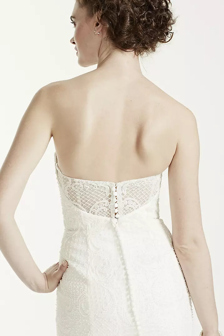 Oleg Cassini Lace Wedding Dress with Pearl Beads | David's Oleg Cassini Lace Wedding Dress with Pearl Beads | David's