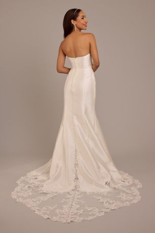 Mikado Trumpet Wedding Dress with Lace Train | David's Bridal