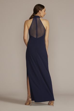 Stretch Crepe Halter Sheath Dress with Side Slit | David's Bridal