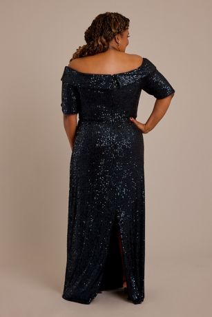 Sequin Off-the-Shoulder Sheath Dress | David's Bridal